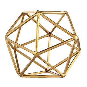 Better Homes & Gardens 5" W x 6" H Icosahedron Iron Geometric Tabletop Sculpture - Medium, Gold
