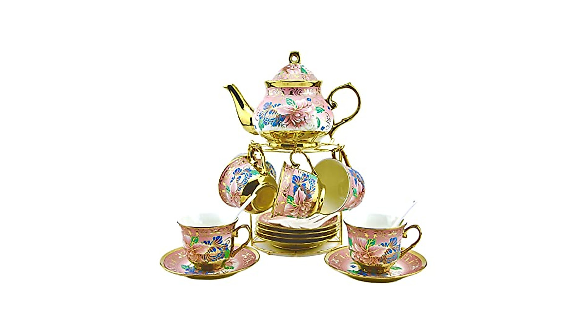 Elegant 20-Piece Flower Tea Set for Stylish Gatherings