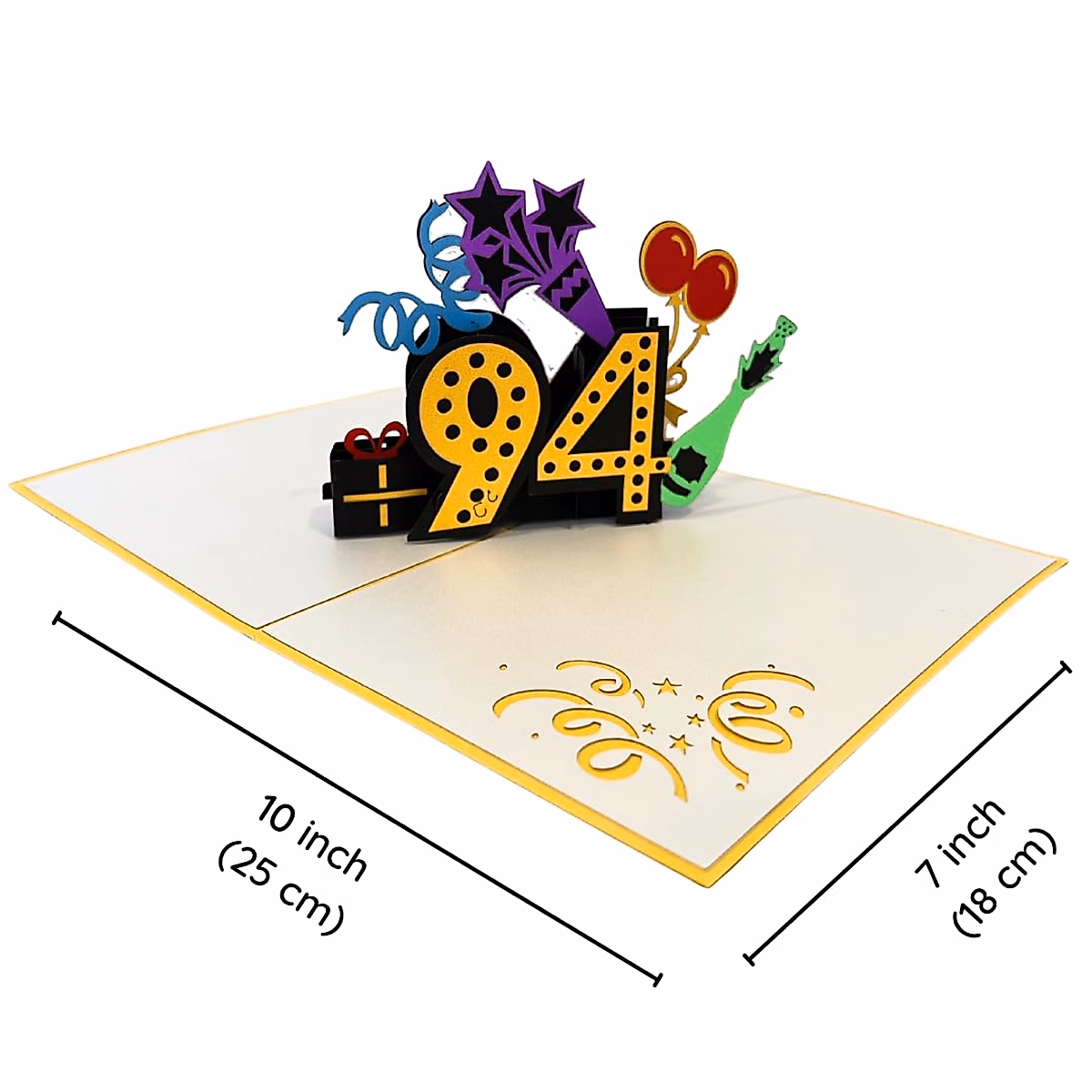 ALPHAK Happy 94th Birthday 3D Pop Up Card, Birthday 3D Greeting Card, 94th Birthday Gifts