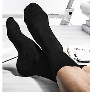 Adabella Mens Premium Bamboo Crew Socks 6 Pairs - Athletic Moisture Wicking Lightweight Seamless Thin Soft Comfortable Socks (Black)
