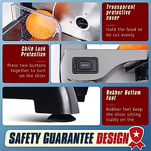 BIEAMA Meat Slicer, 200 W Electric Food Slicer with 2 Removable 7.5" Stainless Steel Blades Child Lock Protection Adjustable Thickness 0-18mm Meat Slicer Machine for Home with Food Tray, Towel