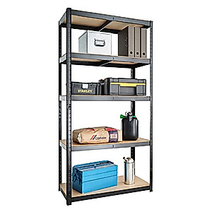 59 x 30 x 12 inches, Black 5 Tier (200LB Per Shelf), 2000LB Capacity Garage Shed Storage Shelving Units, 5 Year Warranty