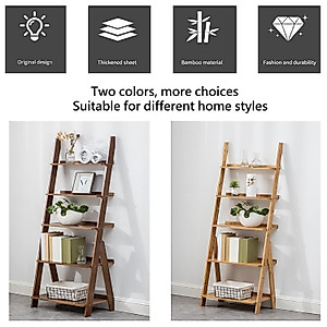 SOBIBO Ladder Shelf, 5-Tier Leaning Shelf, Free Standing Organizer Storage Shelves, Storage Rack Shelf for Office, Living Room, Nature