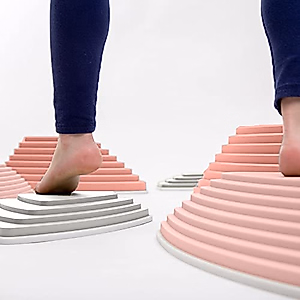 JumpOff Jo - Rocksteady Plus - Balance & Coordination Enhancing Blocks and Puddle Jumper Foam Stones, Sensory Toys for Kids - Indoor and Outdoor Obstacle Course, Set of 12 Pieces - Desert Rose