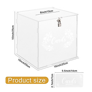 Hooqict Frosted Acrylic Wedding Card Box with Lock Large Rustic Gift Card Boxes for Reception, Party, Wishing Well, Money Box Holder, Graduation Decorations, Baby Shower