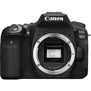 Canon EOS 90D DSLR Camera (Body Only) (3616C002) + 64GB Memory Card + Case + Corel Photo Software + LPE6 Battery + Charger + Card Reader + Flex Tripod + Hand Strap + More (Renewed)