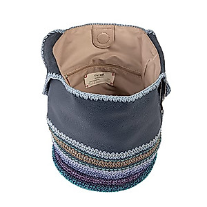 The Sak Back To Bali 120 Hobo Bag in Leather & Hand-Crochet, Large Shoulder Purse, Indigo Seminyak