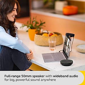 Jabra Speak2 40 Portable Speakerphone - 4 Noise-Cancelling Mics, 50mm Full Range Speakers with Wideband Audio for Clear Sound, USB-A/USB-C Connections - Certified Microsoft Teams Speaker - Dark Grey