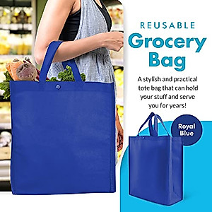 Simply Green Solutions - Reusable Grocery Bags, Durable Large Tote Bags, Shopping Bags for Groceries, Utility Tote, Reusable Gift Bags With Handles, 14 x 16.5 x 6, Pack of 10, Royal Blue