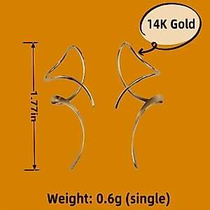 Earrings for Women Spiral threader earrings hand bent dangle earrings for women，suitable for gift giving, perfect for your birthday party, Christmas, gift giving. (14K rose gold pair)