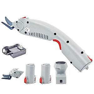 MXBAOHENG Electric Scissors Fabric Cutter Wbt-1 Rechargeable Shears Portable Cloth Cutter w/ 2 Batteries and Blades for Carpet/Paperboard/Leather