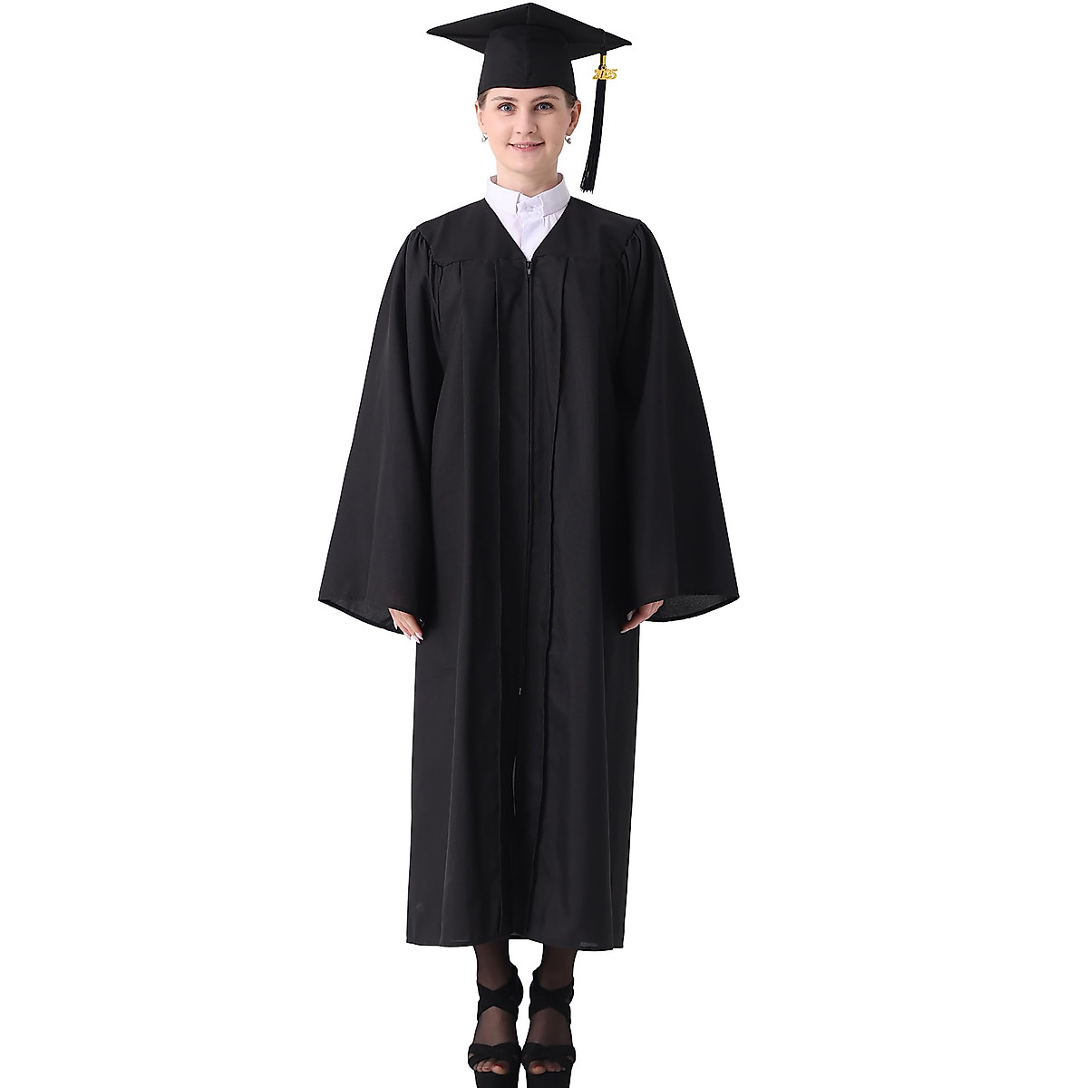 GraduatePro Matte Graduation Cap and Gown 2025 Set Bulk with Tassel for High School & College Black 48