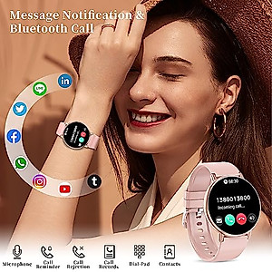 Efolen Smart Watch for Women(Answer/Make Calls) Compatible with iOS/Android, 1.39'' HD Touch Screen Activity Tracker with 100 Sports Modes Step Calories Heart Rate Blood Pressure IP67 Waterproof