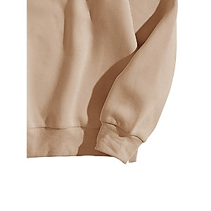 Verdusa Women's Oversized Crew Neck Long Sleeve Drop Shoulder Pullover Sweatshirt Top Khaki XL