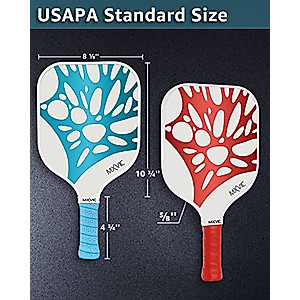 MXVIC Pickleball-Racket-Set 4 Pack with Balls and Paddle Case, Fiberglass Pickle-Ball Paddle Set of 4 for Adults, Kids | USAPA Compliant Pickleball Gear for Beginner, Adults, Kids, Men, Women