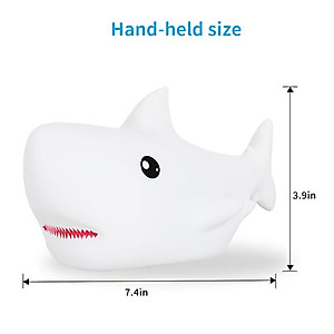 LOVERUIS Cute Night Light for Kids Cute Shark Lamp, Animal Lamp 7 Color Lamp Nightlights Birthday Christmas Gift for Children with USB Rechargeable,Kids Silicone Lamp Kawaii Room Decor