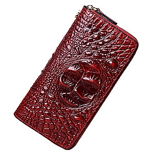 PIJUSHI Embossed Crocodile Handbags for Ladies Designer Purses Top Handle Shoulder Bag Bundle with Wristlet Wallet For Women Crocodile Leather Wallet Ladies Clutch Purses