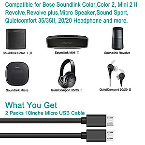 Replacement USB Charging Cable Power Cord for Bose QC20 SoundLink,Charger for Beats Powerbeats2 Studio 2.0 Headphones Earphones,Speaker,Mini 2,QuietComfort 35 Adapter