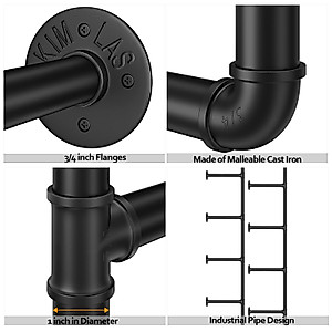 Pynsseu Industrial Iron Pipe Shelf Wall Mount, Farmhouse DIY Open Bookshelf, Pipe Shelves for Kitchen Bathroom, bookcases Living Room Storage, 2Pack of 4 Tier