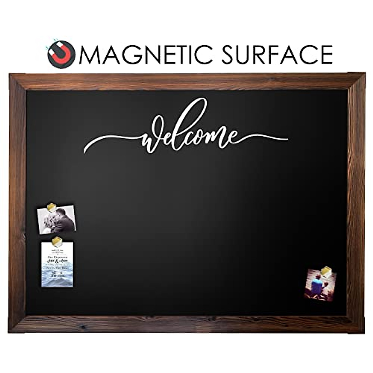 Loddie Doddie Magnetic Chalkboard - Easy-to-Erase Large Chalkboard for Wall Decor and Kitchen - Hanging Black Chalkboards (46x34.5, Rustic Frame)
