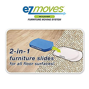 Allstar Innovations EZ Moves Furniture Moving System for Carpeted & Hard Floor Surfaces, Move Heavy Furniture Quickly & Easily, As Seen on TV (1 Lifter Tool & 8 Sliders)
