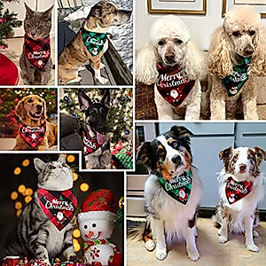 Christmas Dog Bandanas Scarf Classic Buffalo Plaid Pets Bandana Triangle Bibs Kerchief 2 Pack Merry Christmas Costume Accessories Decoration for Small Medium Large Dogs Cat Puppy Holiday Bandana