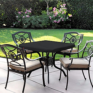 SoloToo Outdoor Square Table Cover,Waterproof Anti-UV Patio Square Table Top Covers,Fits 32 x 32 Inches Square Patio Furniture (Black)