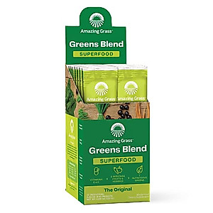 Amazing Grass Greens Blend Superfood: Super Greens Powder Smoothie Mix with Organic Spirulina, Chlorella, Beet Root Powder, Prebiotics & Probiotics, Original, 15 Servings (Packaging May Vary)