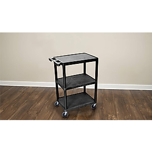 LUXOR STC222-B 3-Shelf Utility Cart, Black
