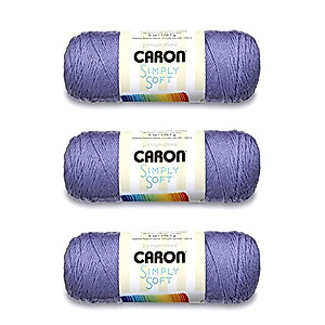 Caron Simply Soft Lavender Blue Yarn - 3 Pack of 170g/6oz - Acrylic - 4 Medium (Worsted) - 315 Yards - Knitting/Crochet