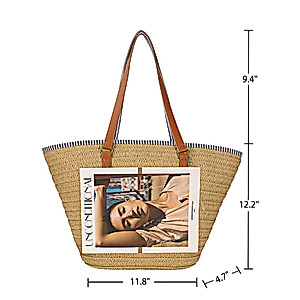 Womens Large Straw Shoulder Bag Beach Tote Handbag Purse with Tassel for Summer