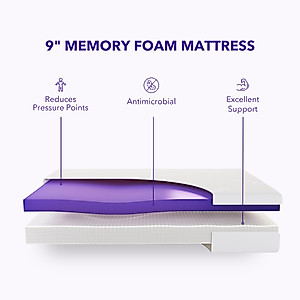 Polysleep Sierra 9" Memory Foam Mattress — Medium Firm Mattress in a Box, Made in North America with Premium Foam — Full/Double Size