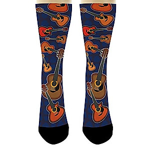 ThisWear Music Accessories Music Themed Socks Guitar Lover Gifts for Musicians 1-Pair Novelty Crew Socks
