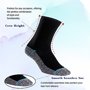 Kodal Copper Infused Crew Socks Business Athletic Moisture Wicking Odor Free Comfortable for All Day Wear (5 Pairs)