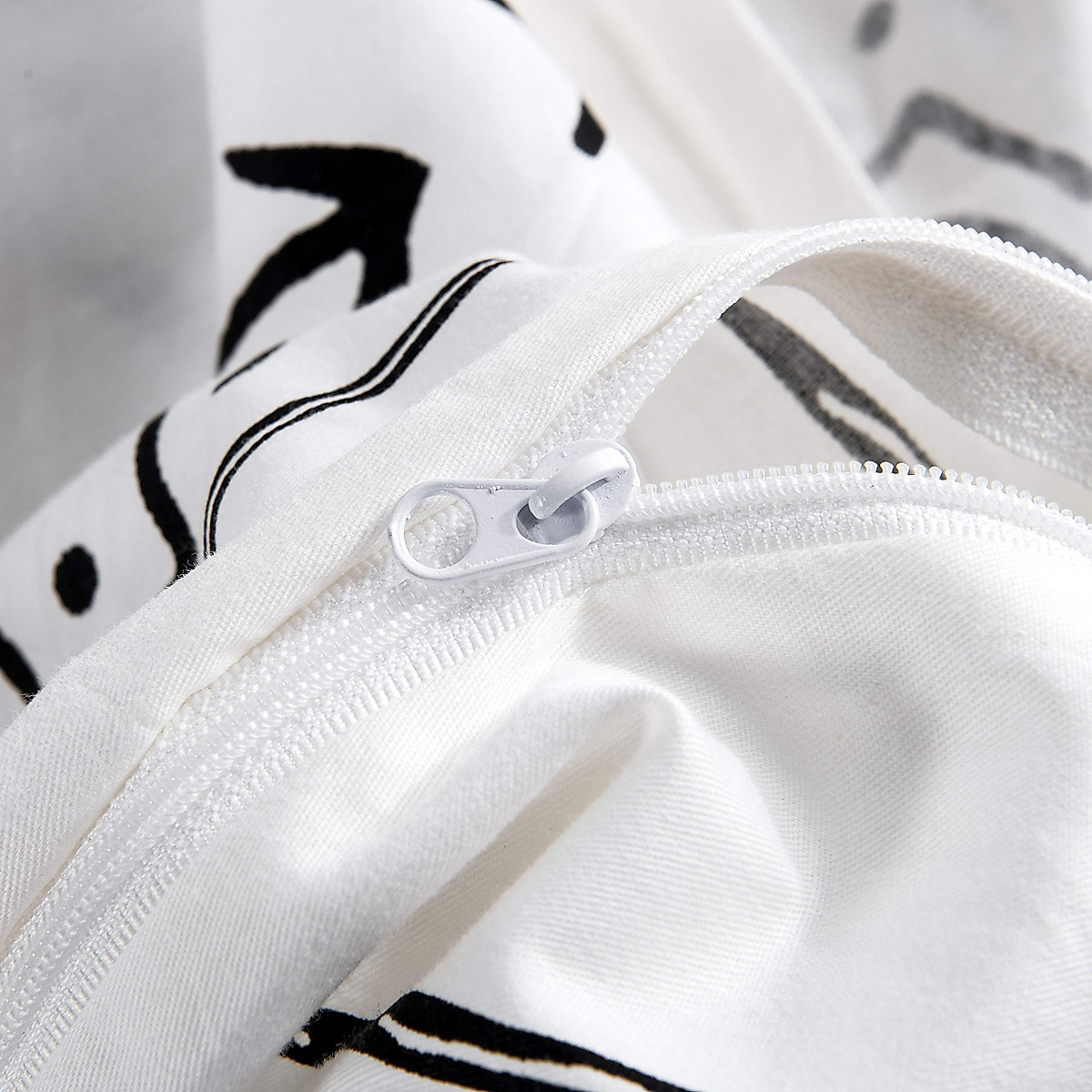 GEFEII 100% Cotton Duvet Cover Set Twin Bohemian White Stripe Comforter Cover Set 68"x90"with Zipper Closure 3 Pieces Soft Breathable Bedding Set Hotel Quality(White-Arrow, Twin)