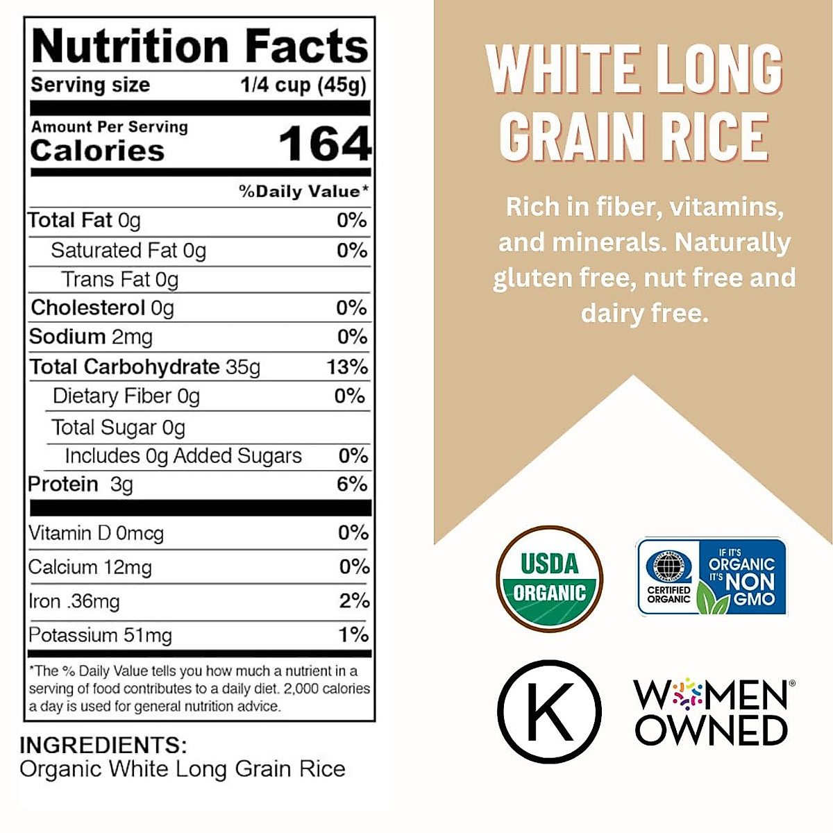 Mountain High Organics Certified White Long Grain Rice 6 Gallon/40 LB Bucket