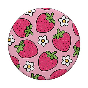 Cute Strawberry Print Strawberries Pastel Pink PopSockets Swappable PopGrip