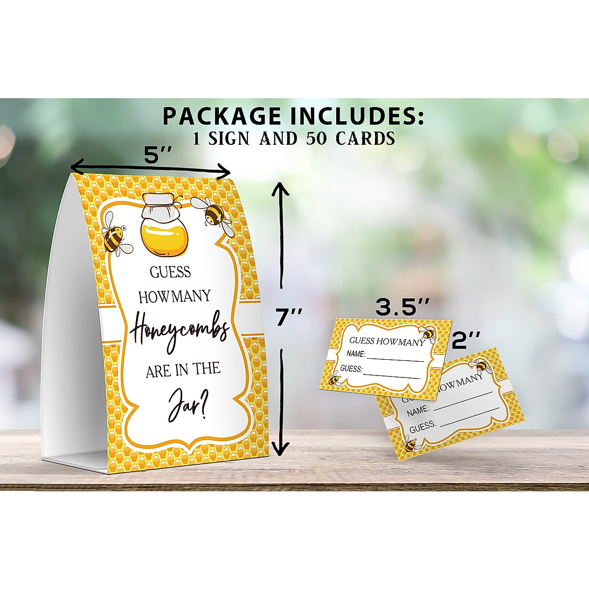 Guess How Many Honeycombs Are In The Jar, Baby Shower Games, Baby Shower Decorations - One Sign and 50 Cards(MANY015)