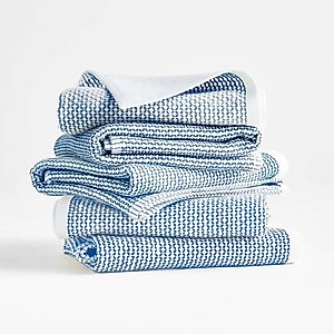 Realm 100% Cotton Dobby Textured Kitchen Dish Cloths | Nautical Blue 13" x 13" Inch Soft, Plush & Absorbent Quick Drying Dish Towels (6 Pack)