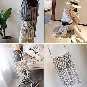 Nice Pies Women's Beach Straw Handbag Woven Tote Fishing Net Beach Bag Large Capacity Mesh Rope Combination Handbag (White)