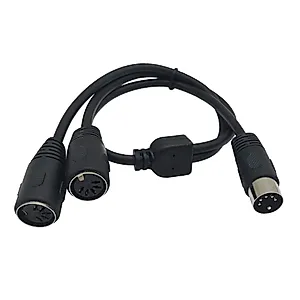 Traovien MIDI Sync Breakout Cable, DIN 5-Pin Plug 1 Male to 2 Dula Female Splitter Y MIDI Cable,5 Pin Jack Adapter Y Lead (50cm/1.6ft)