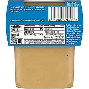 Gerber Baby Food Apple Strawberry Banana, 4 Oz, 2 Ct Tubs