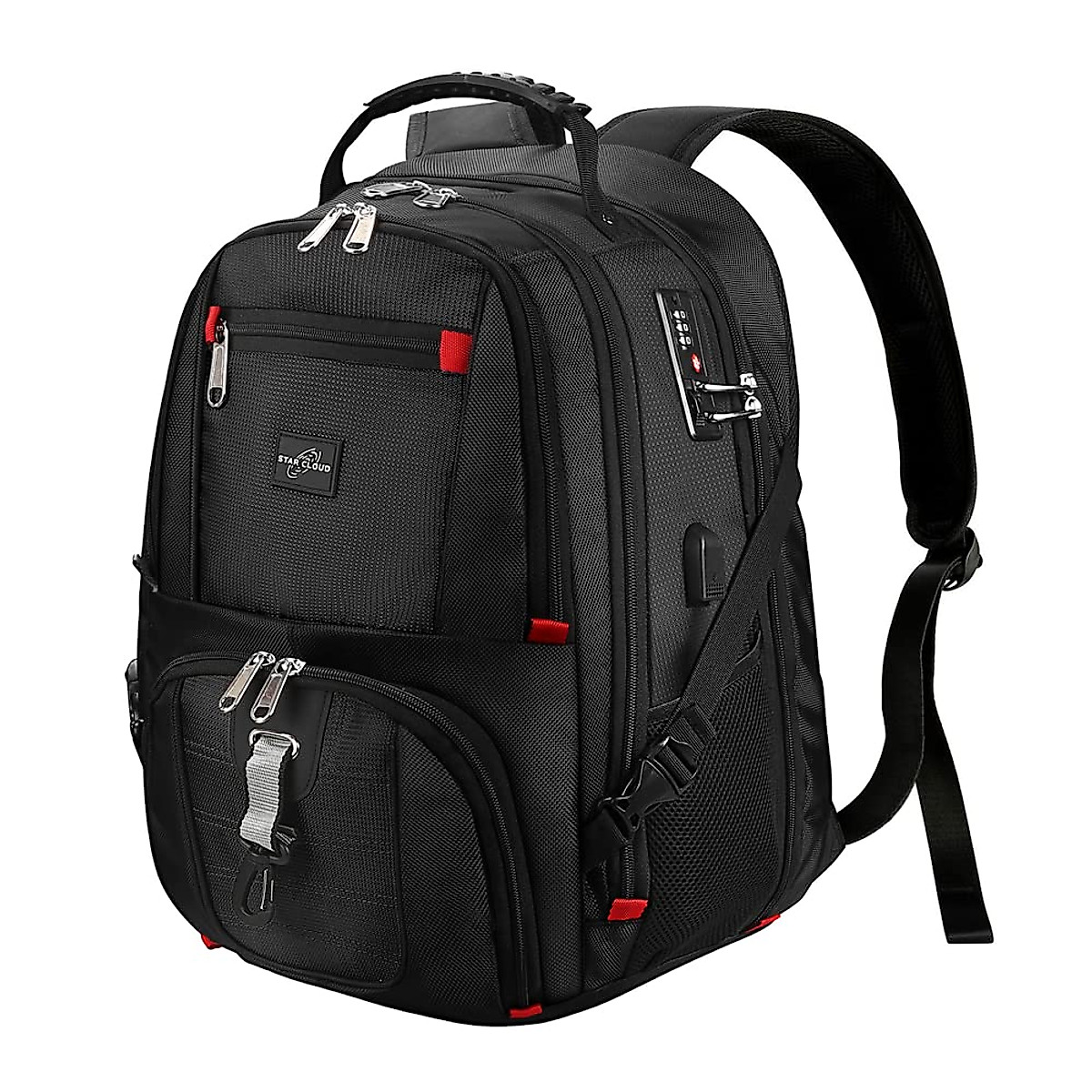 STAR CLOUD Basic Model Extra Large 50L Travel Laptop Backpack with Anti-Theft Lock and TSA Approved 17.3 Inch Compartment - Water Repellent, Lightweight Bookbag with USB Charging Port for Men, Women, College and School