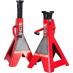 BIG RED AT46002R Torin Steel Jack Stands: 6 Ton (12,000 lb) Capacity, Red, 1 Pair