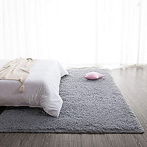 TWINNIS Super Soft Shaggy Rugs Fluffy Carpets, 8x10 Feet, Indoor Modern Plush Area for Living Room Bedroom Kids Nursery Home Decor, Upgrade Anti-Skid Durable Rectangular Fuzzy Rug, Grey