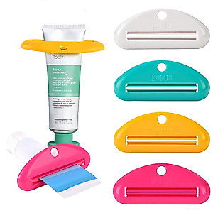 LOVEINUSA Toothpaste Tube Squeezer Dispenser- 4 Pack Random Colors