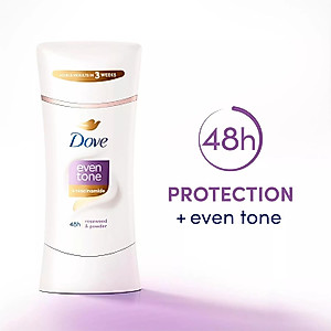 Dove Even Tone Antiperspirant Deodorant for Uneven Skin Tone Restoring Powder Sweat Block for All-Day Fresh Feeling 2.6 oz 3 Count