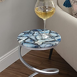 Powell Silver Blue Agate Top Nora Spiral Drink Table