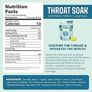 Laki Naturals Throat Soak Herbal Throat Lozenges (14 Ct) – Hawaiian Sea Salt Sore Throat & Dry Mouth Soothing Drops – Vegan, Non-GMO, Sugar-Free & Gluten-Free Sweet and Salty Herbal Candies