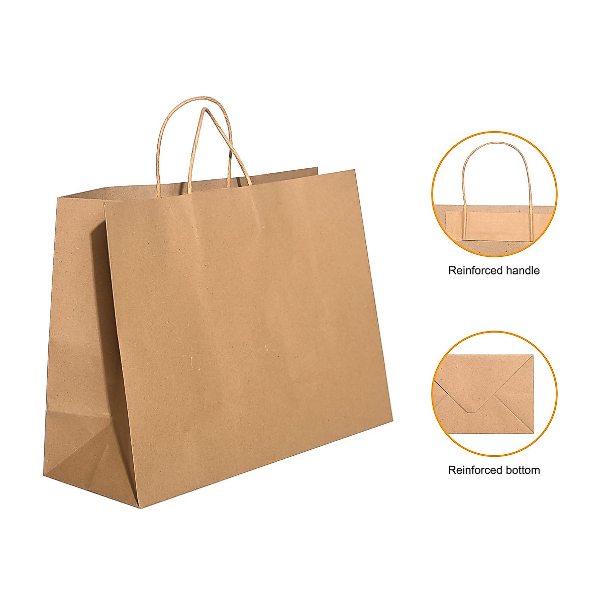 Brothersbox Small Brown Kraft Paper Bags with Handles 100PCS - 5.25*3.25*8 Inch Bags for Birthday Party Grocery Retail Shopping Business